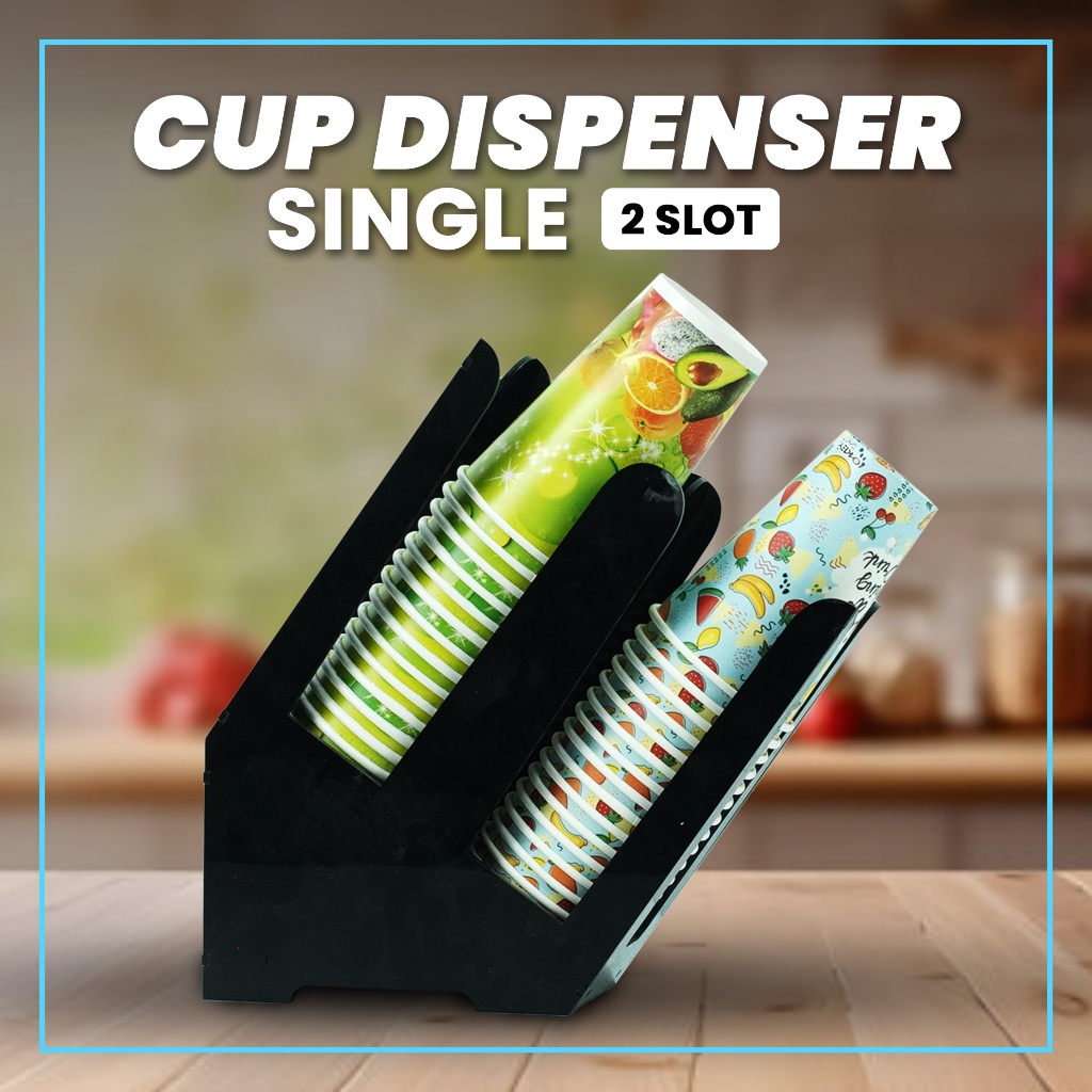 Jual Rak Cup DIspenser Paper Cup Organizer Cup Holder Single Bar 2 Slot ...