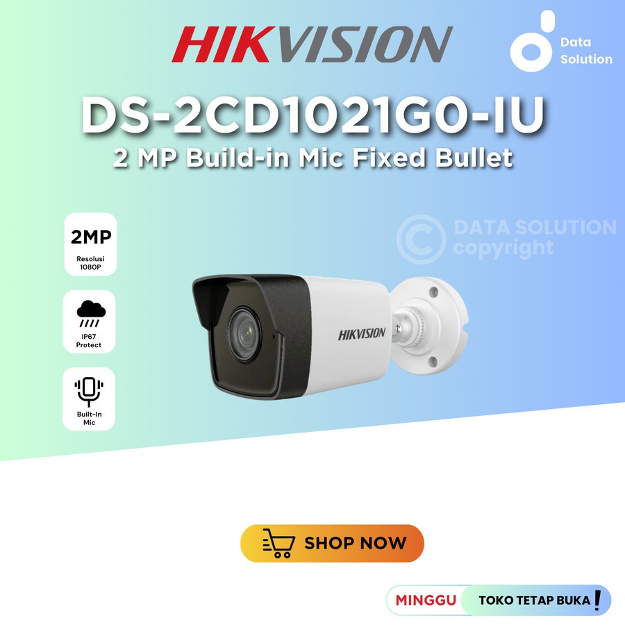 Jual Hikvision DS-2CD1021G0-IU 2MP Fixed Bullet Network Camera | Shopee Indonesia