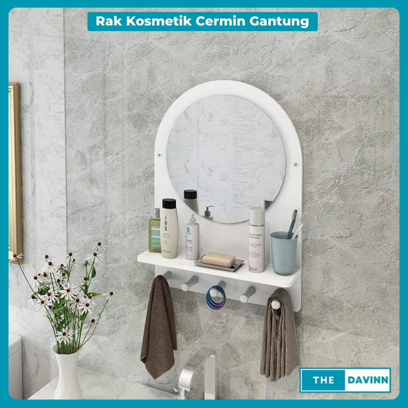 Jual Rak Kosmetik Dinding Cermin Rak Kaca Gantung Kamar Mandi Standing ...