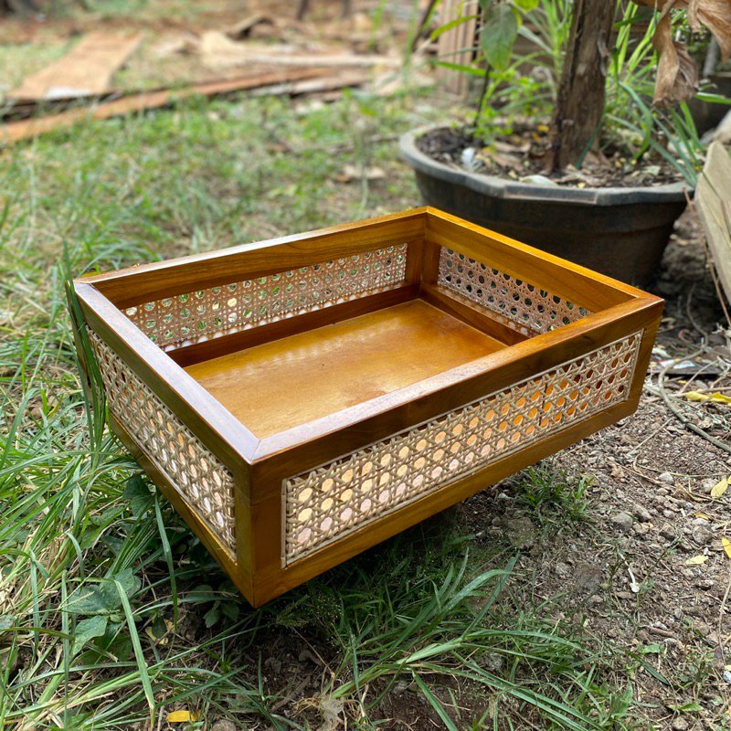 Jual Kotak Box Rotan Nampan Serbaguna Nampan Aesthetic | Shopee Indonesia