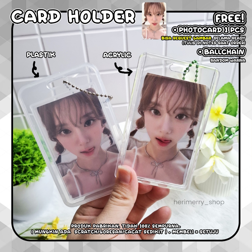 Jual Cahol Transparan Plastik dan Akrilik Photocard Holder Kpop PC ...