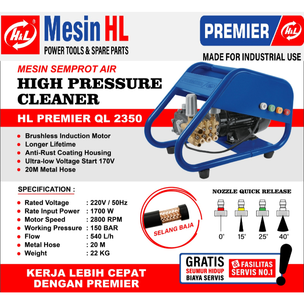 Jual Mesin HL Premier Jet Cleaner QL2350 High Pressure Cleaner Heavy ...