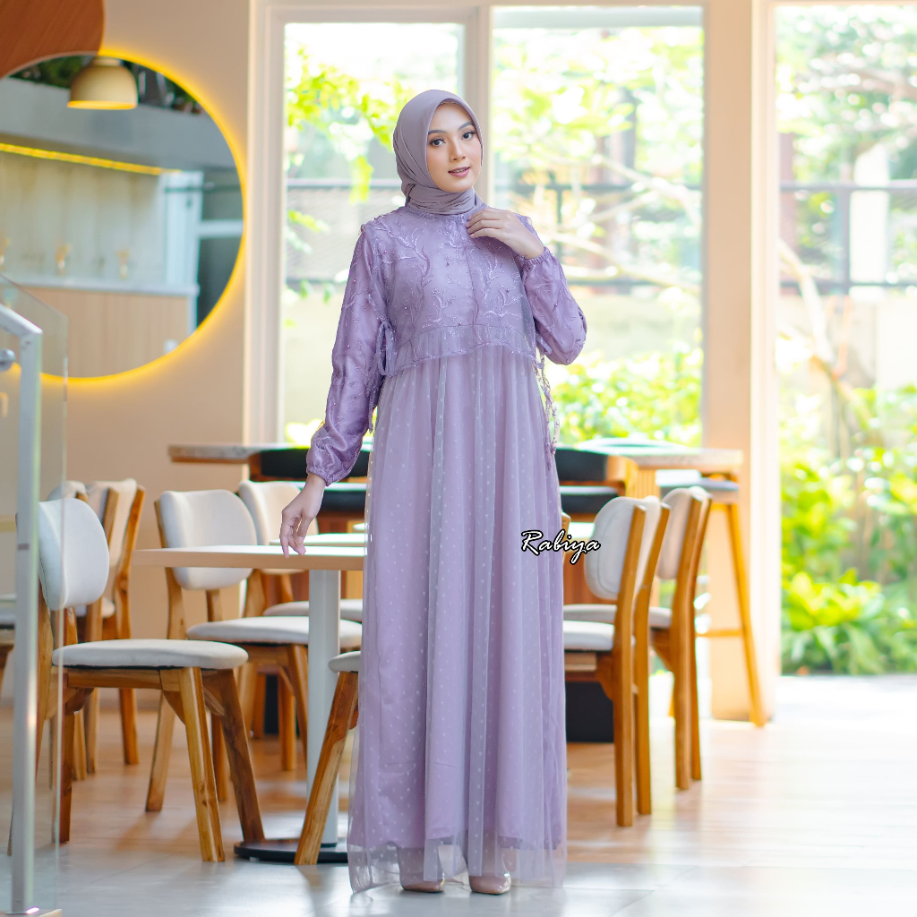 Jual Gamis Lebaran 2025 Model Gamis Terbaru Muslim Maxi Inner Brukat ...