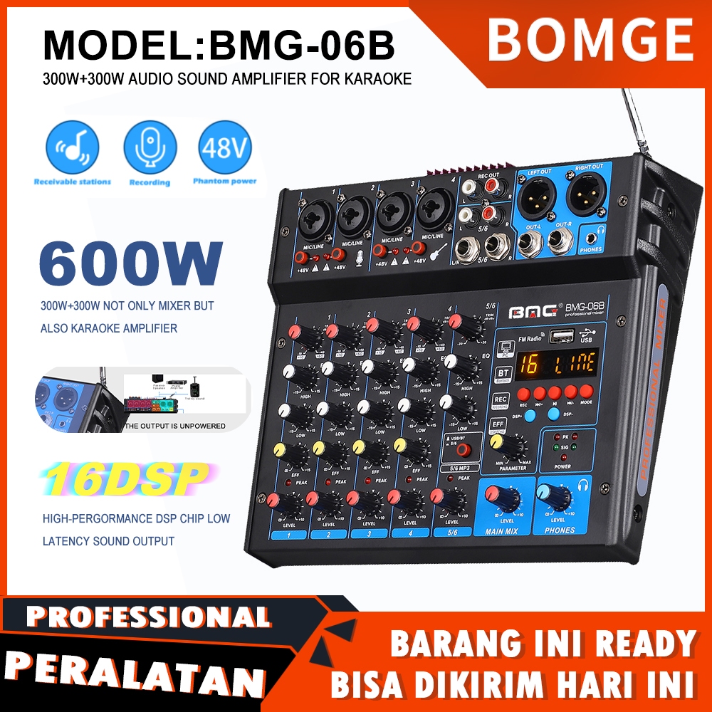 Jual BOMGE 6 Channel dj powered audio sound mixer amplifier, 300 Watt Stereo Speaker Home Audio ...