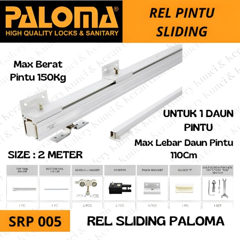 Jual PALOMA SRP 005 SLIDING RAIL PALOMA PINTU GESER 2 METER | Shopee Indonesia
