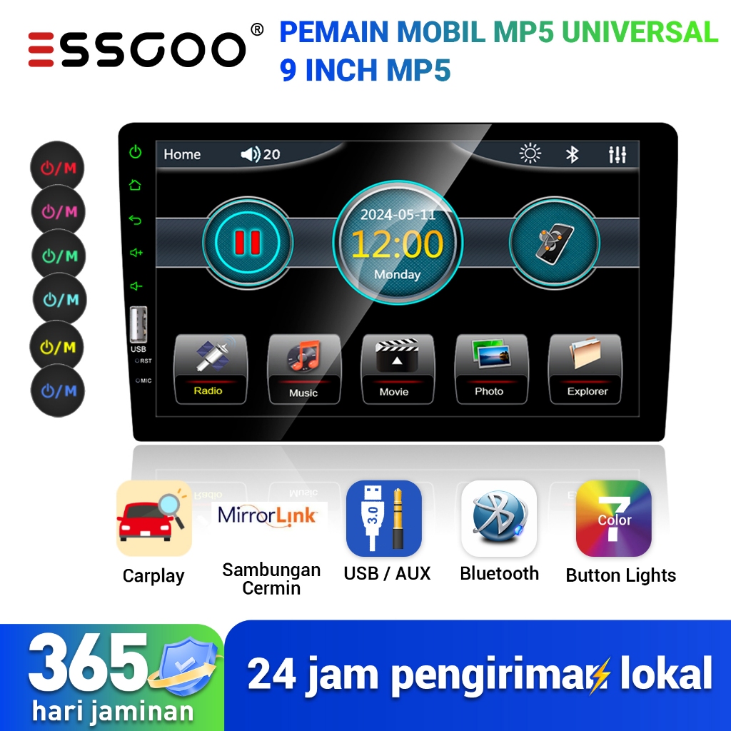 Jual ESSGOO Head Unit 7 inci AS7001C Universal 1DIN IPS 1080P HD Screen ...