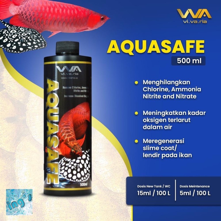Jual Vivaria Aquasafe 500ml (Anti Klorin, Amonia, Nitrit dan Nitrat ...