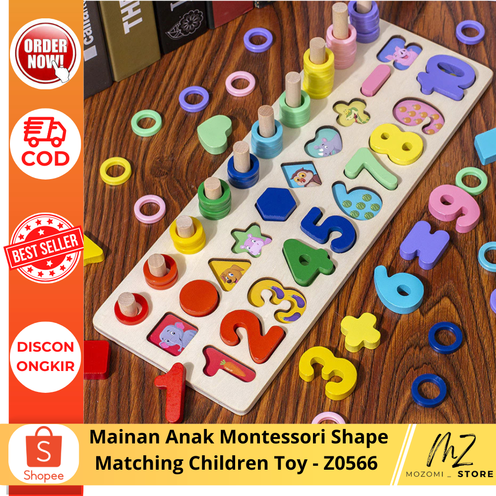 Jual Puzzle Kayu Mainan Anak Montessori Shape Matching Children Toy ...