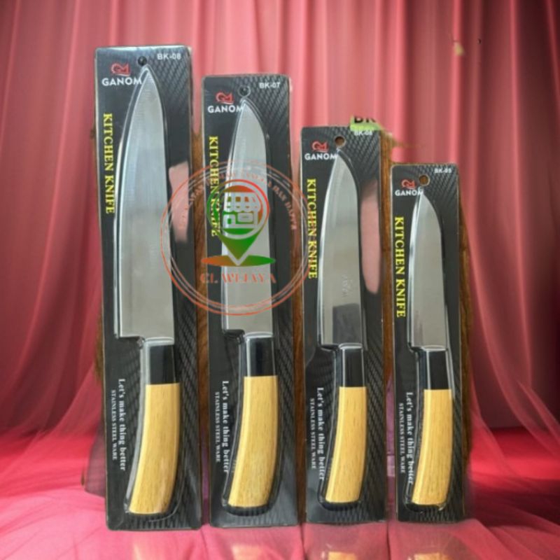 Jual Promo pisau premium ganom daging tebal stainless steel gagang kayu ...