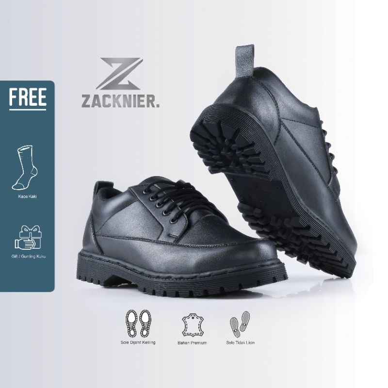 Jual Zacknier Rubi Sepatu Formal Pria Casual Kerja Kantor Full Black ...