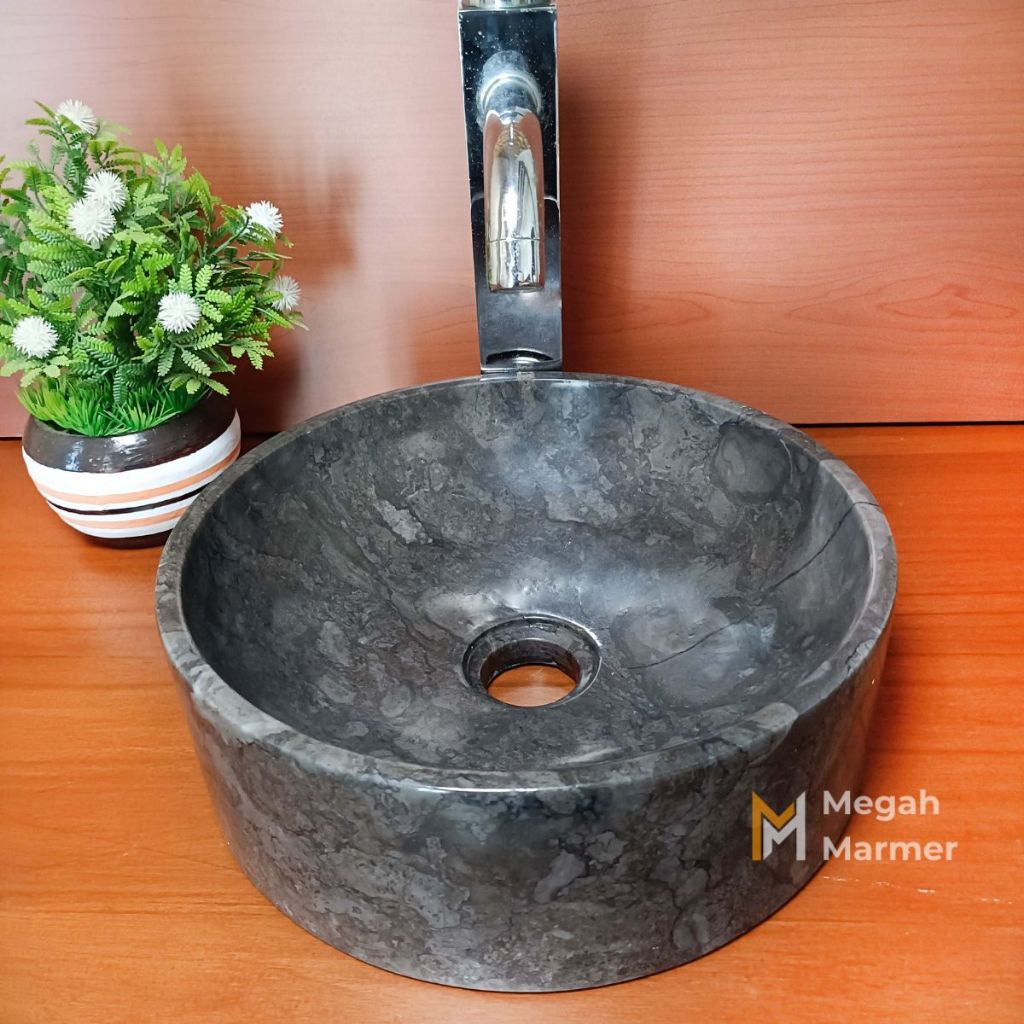 Jual Megah Marmer | Wastafel Marmer Bentuk Silinder Diameter 30cm ...