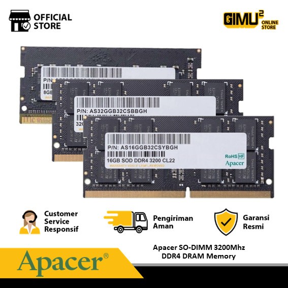 Jual Apacer SO-DIMM 3200Mhz DDR4 DRAM Memory | Shopee Indonesia