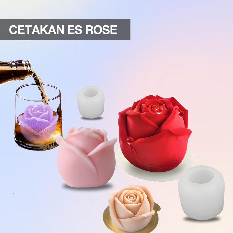 Jual Cetakan Es Batu Silikon Bunga Mawar Rose Ice Cube Food Grade Unik ...