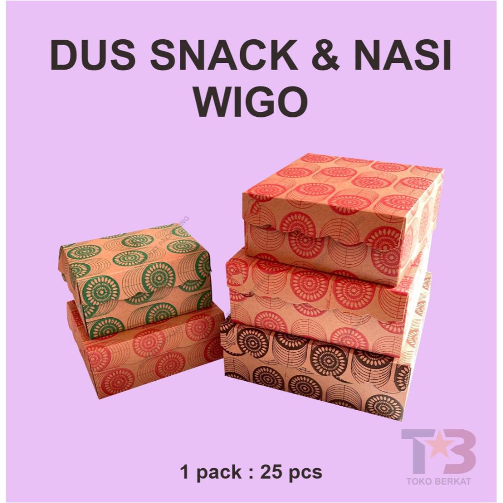 Jual Dus Snack Box Kraft Motif isi 25pcs / Dus Nasi / Dus Motif / Nasi ...