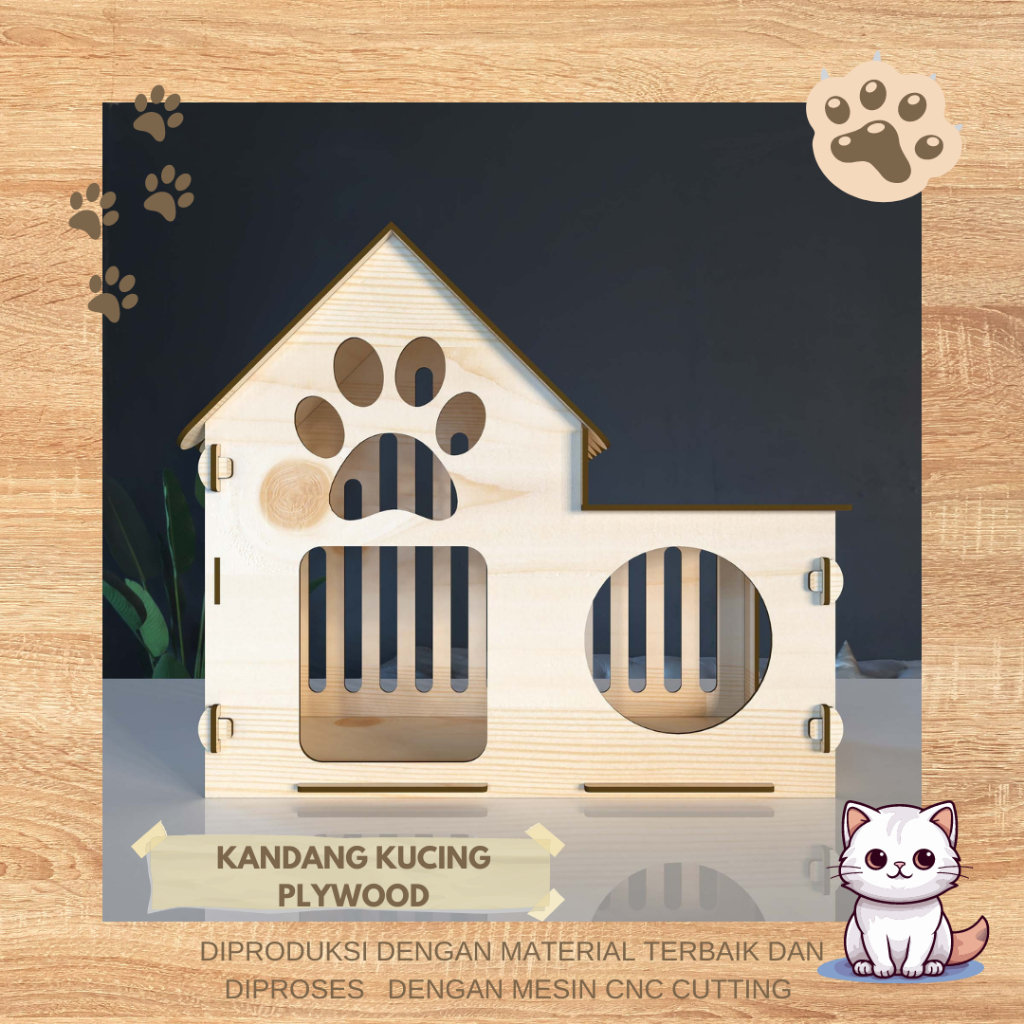 Jual MARVELWOODCUT - RUMAH KUCING PLYWOOD/KANDANG KUCING PUZZLE ...
