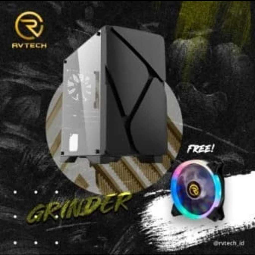 Jual CASING CPU GAMING GRINDER RVTECH BLACK + FREE FAN ( NO PSU ...