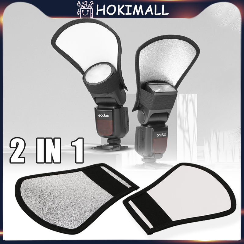 Jual 2in1 Silver/White Reflektor Bouncer Speedlite Eksternal / External ...