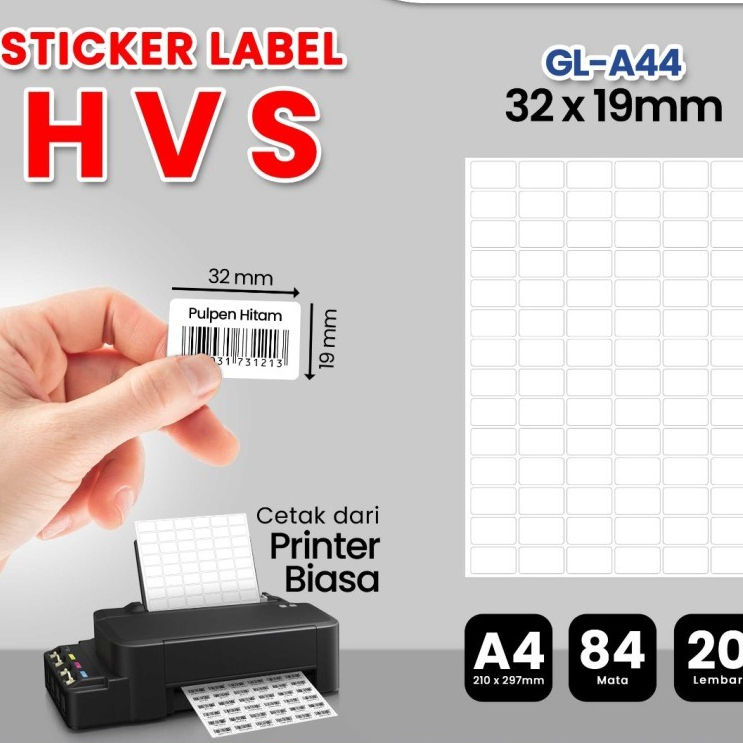 Jual Kertas Stiker Label HVS Doff A4 BLUEPRINT Uk 32x19 mm 20Lembar GL ...