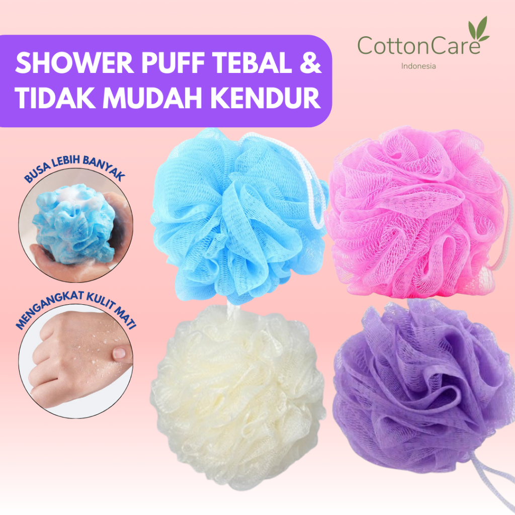 Jual COTTONCARE Spons Mandi Jaring Shower Puff Bath Ball Sponge Busa ...