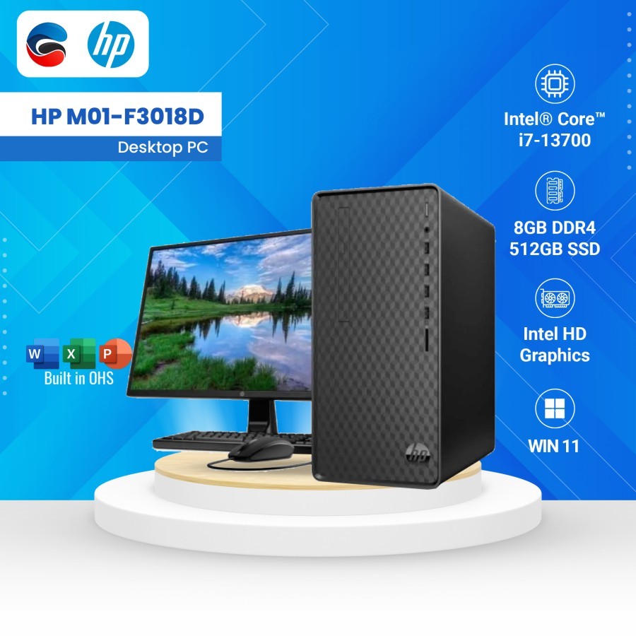 Jual HP PC Desktop M01 F3018D Intel I7 13700 8GB 512GB SSD W11 + LED HP 21.5" V22VE 9W3H4PA ...