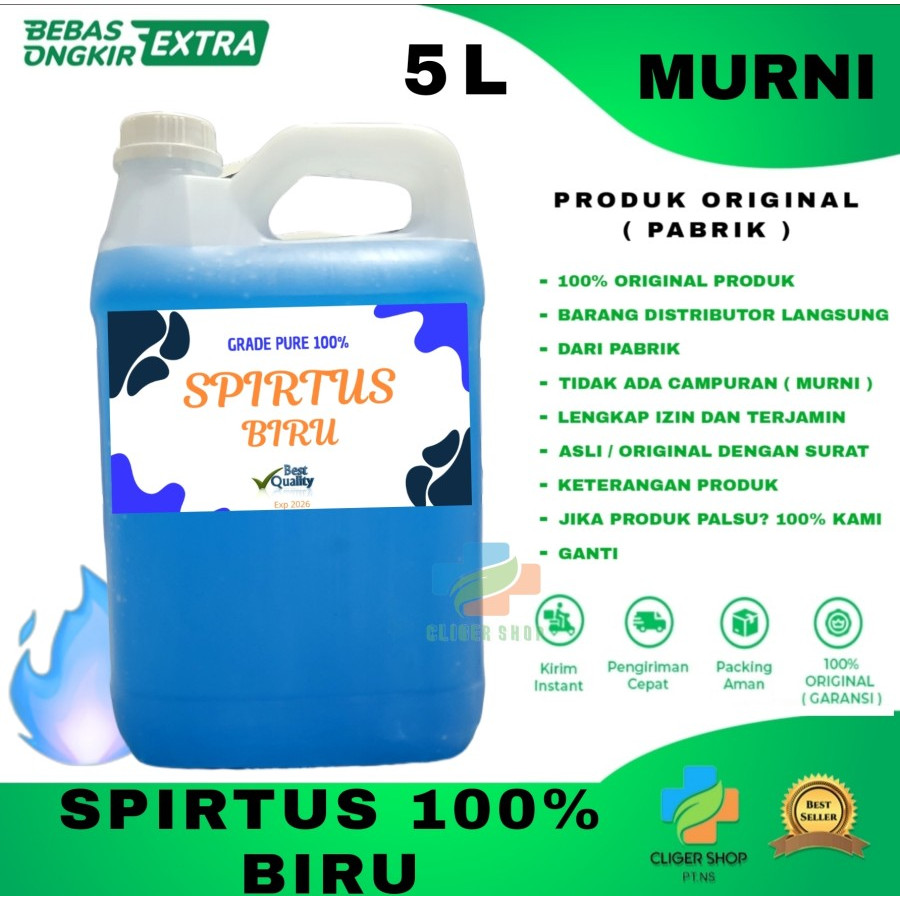 Jual SPIRITUS BIRU 1 LITER - 5 LITER / ( CAIRAN SPIRITUS ) | Shopee ...