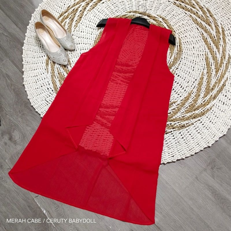Jual vest merah cabe / vest merah putih / vest outer ceruty polos tanpa ...