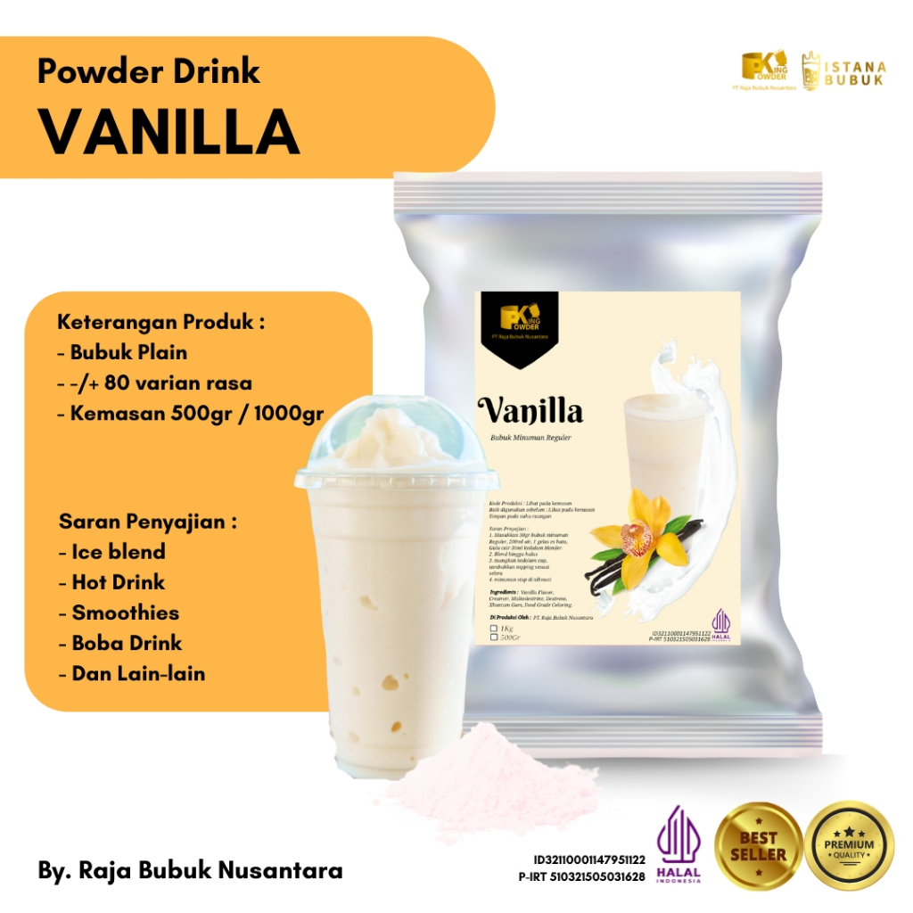 Jual Bubuk Minuman Vanilla Bubuk Minuman rasa Vanilla Serbuk Minuman ...