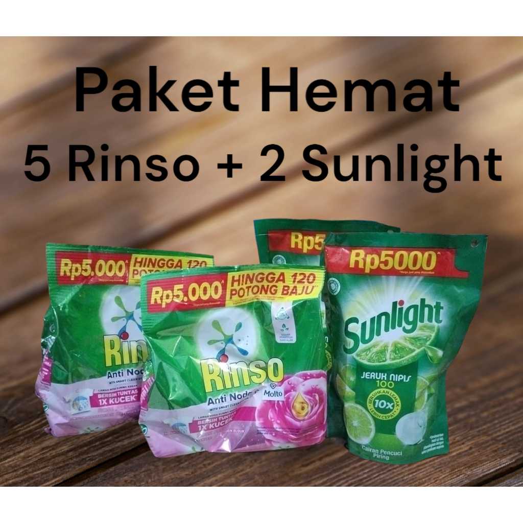 Jual PAKET HEMAT 5 PCS RINSO 5000 DAN 2 PCS SUNLIGHT 5000 | Shopee ...