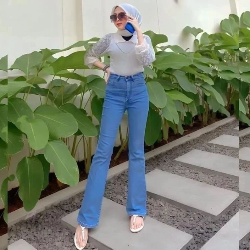 Jual HW Cutbray Jeans Wanita - Celana Cutbray Strecht Kekinian - Cutbray Flared- Streetch ...