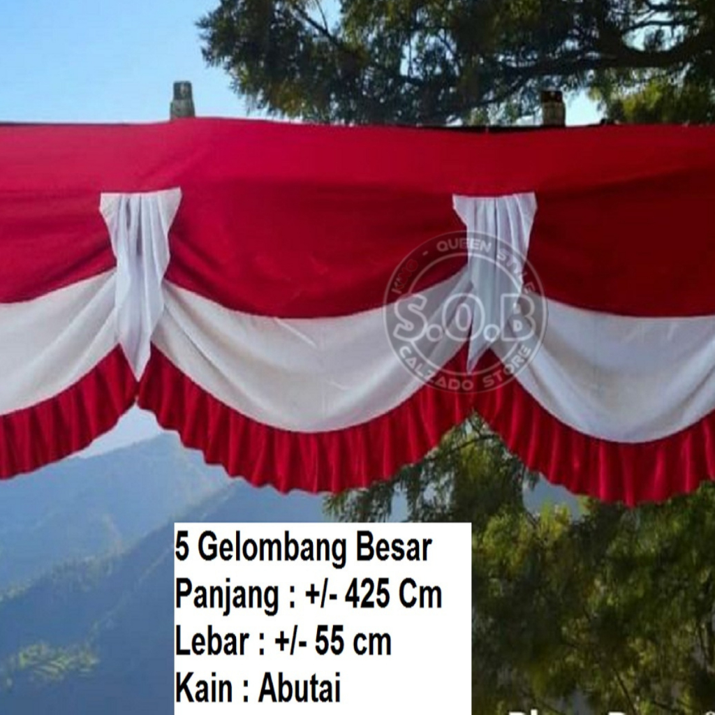 Jual Bendera Umbul Umbul Merah Putih Backdrop Garuda 10 dan 5 Gelombang | Shopee Indonesia