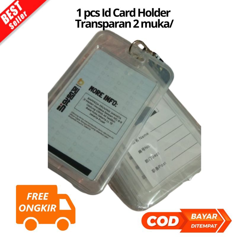Jual [JK] BAYAR DI TEMPAT Id Card Holder Transparan 2 muka/Tempat Id ...