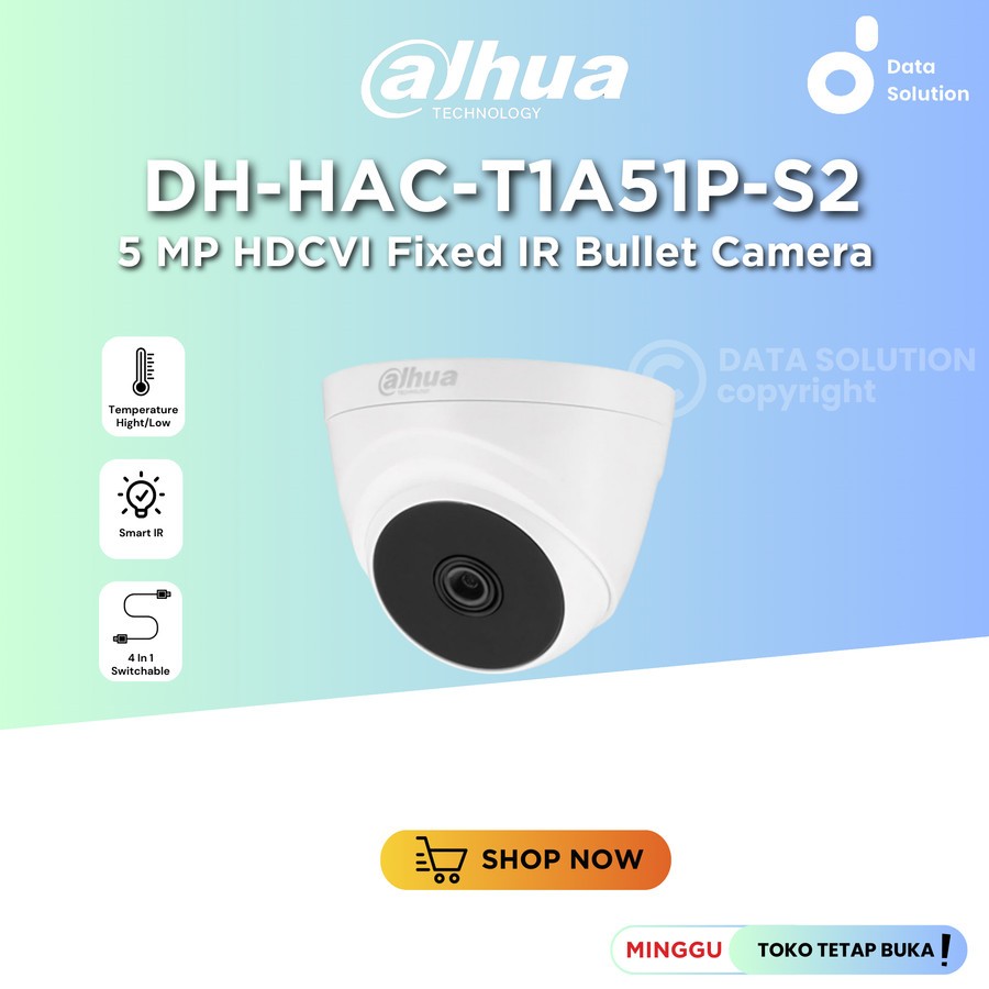 Jual Dahua Camera DH-HAC-T1A51P-S2 5MP HDCVI Fixed IR Eyeball Camera | Shopee Indonesia