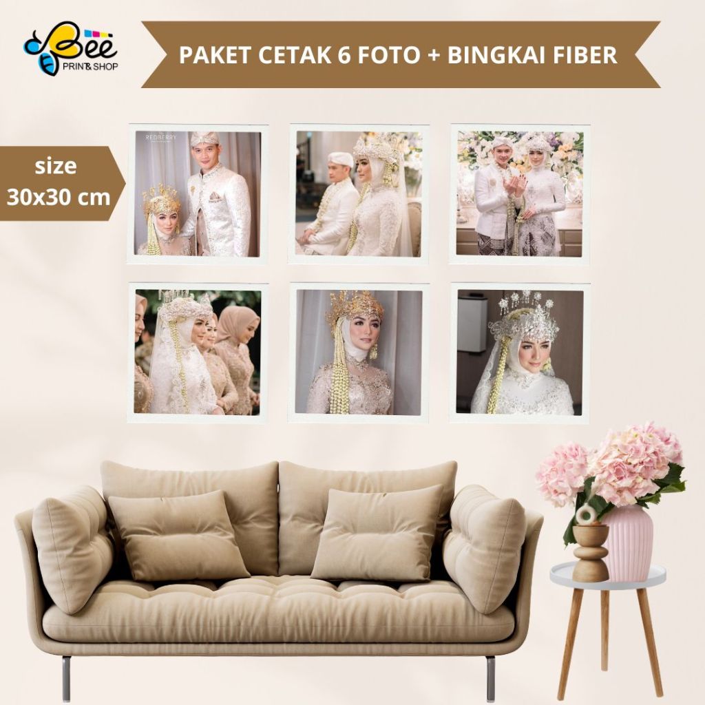 Jual PAKET CETAK 6 FOTO 30X30 CM , BINGKAI FIBER , Cetak Foto Custom ...