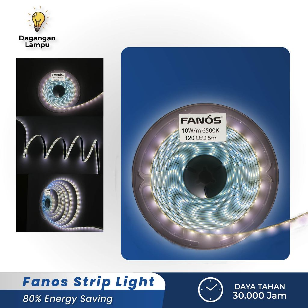 Jual Lampu led Fanos Led StripLight 10W 5 Meter (Cooldaylight /Putih ...