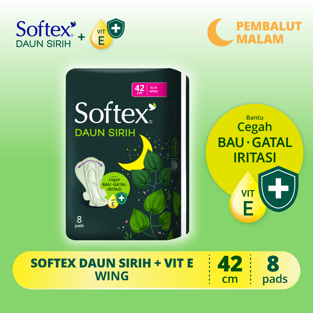 Jual Softex Daun Sirih + Vitamin E 42cm 8 pads - Pembalut Daun Sirih Malam | Shopee Indonesia