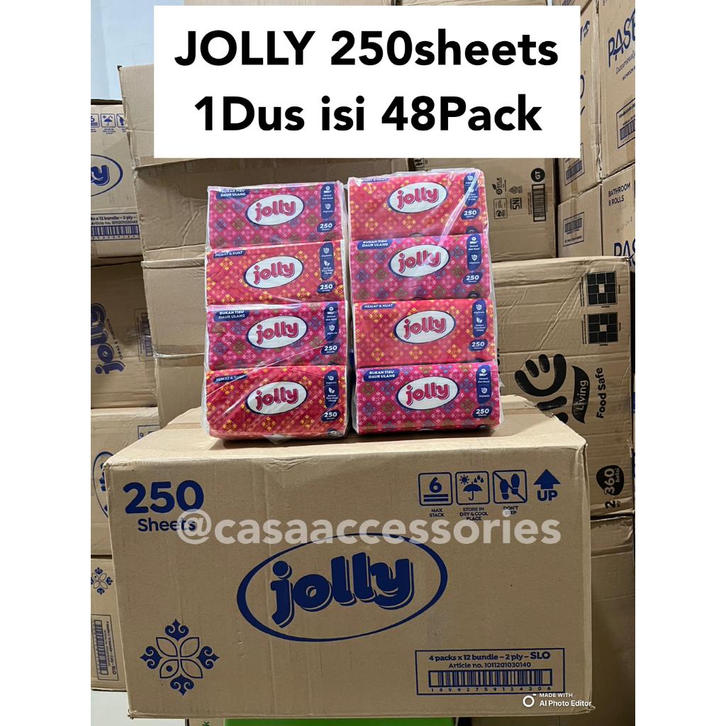 Jual Tissue JOLLY 250 sheets 2ply facial tissue Per Kardus isi 48 - 1 ...