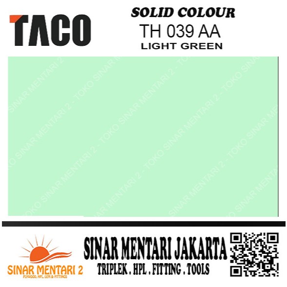 Jual TACO HPL SOLID COLOUR TH 039 AA LIGHT GREEN | Shopee Indonesia