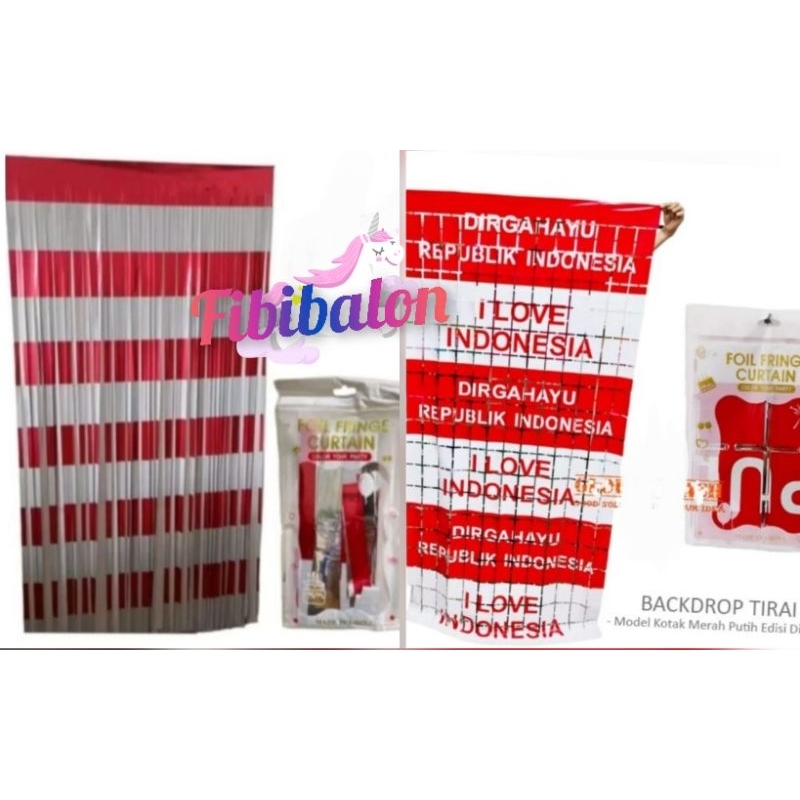 Jual Tirai Dirgahayu Merah Putih / Tirai Rumbai Foil Merah Putih/Tirai ...