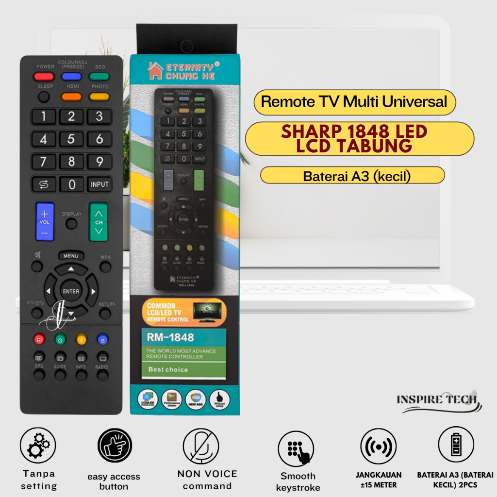 Jual Remote Multi TV Tabung LCD LED SHARP AQUOS Universal SERBAGUNA ...