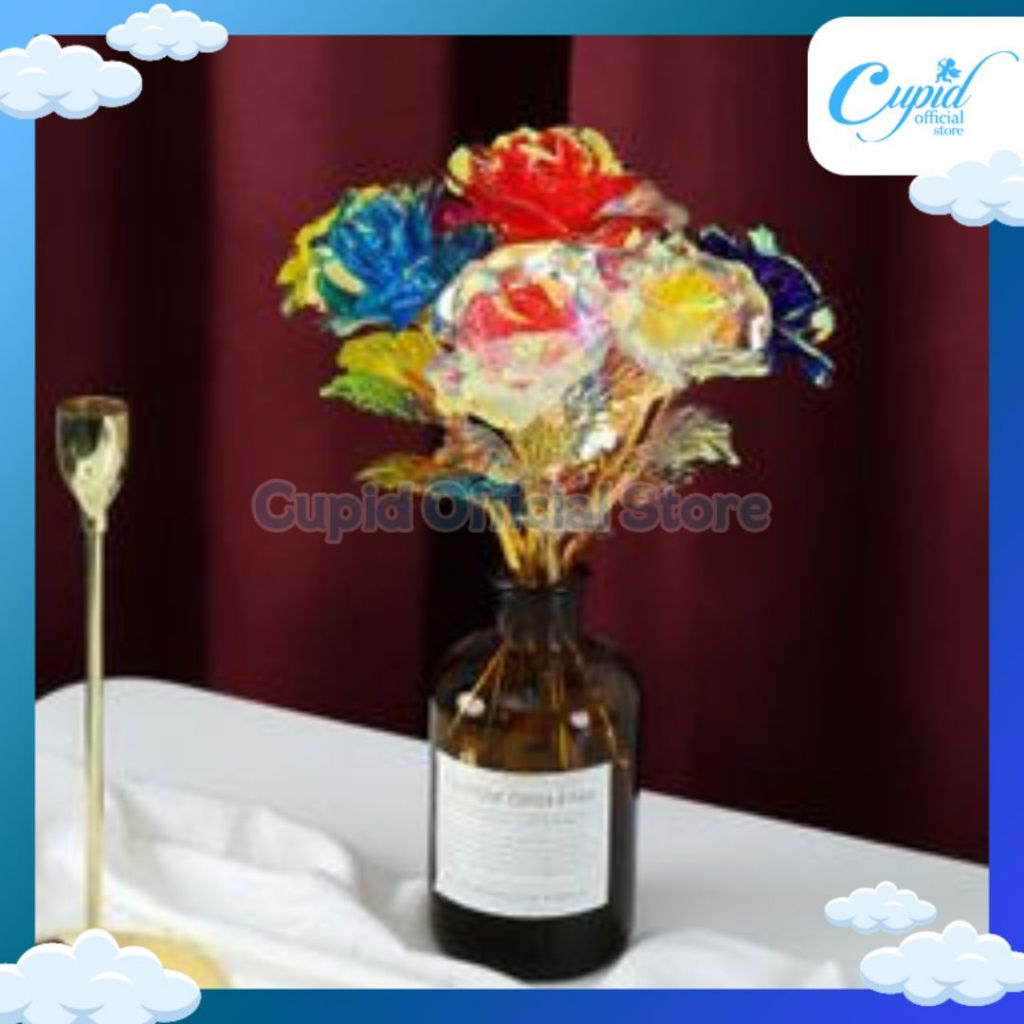 Jual MAWAR EMAS ARTIFIKIAL | BUNGA MAWAR DEKORASI | UNGU PINK EMAS BIRU ...