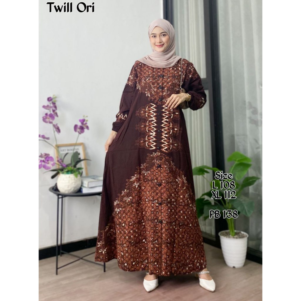 Jual Baju Batik Muslimah Wanita Mewah Dress Batik Motif Modern Gamis ...