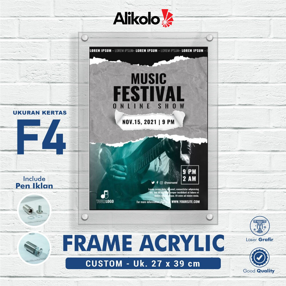 Jual FRAME AKRILIK UKURAN F4 / BINGKAI ACRYLIC / POSTER / DISPLAY ...