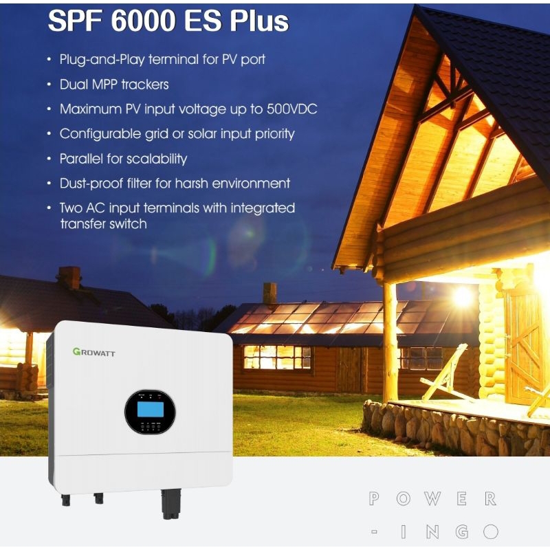 Jual Hybrid Inverter Growatt SPF 6000ES PLUS 6KW 48V MPPT 100A With Wifi | Shopee Indonesia
