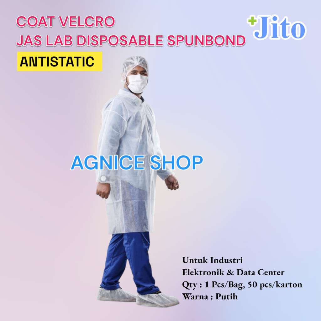 Jual JAS LAB COAT VELCRO Disposable Spunbond ANTISTATIC JITO HAZMAT ...