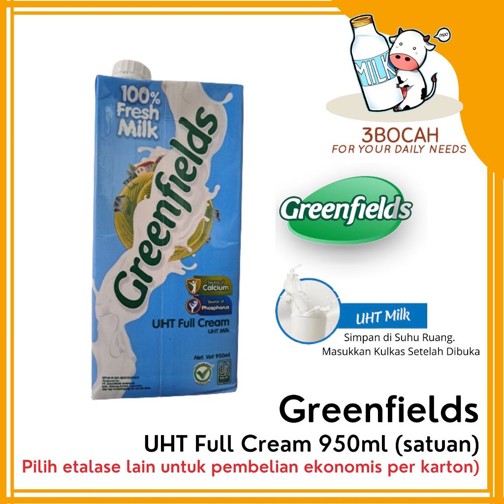 Jual Greenfields UHT 950ml FULL CREAM termurah expired lama ORI ...
