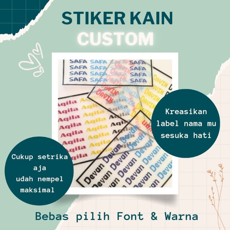 Jual Stiker Label Nama Setrika | Stiker Kain Setrika | Sablon Setrika ...