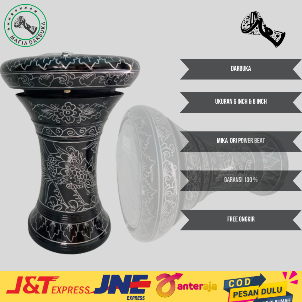Jual Gendang Atau Darbuka Kayu 8 inch Hitam Silver Power Beat Termurah ...
