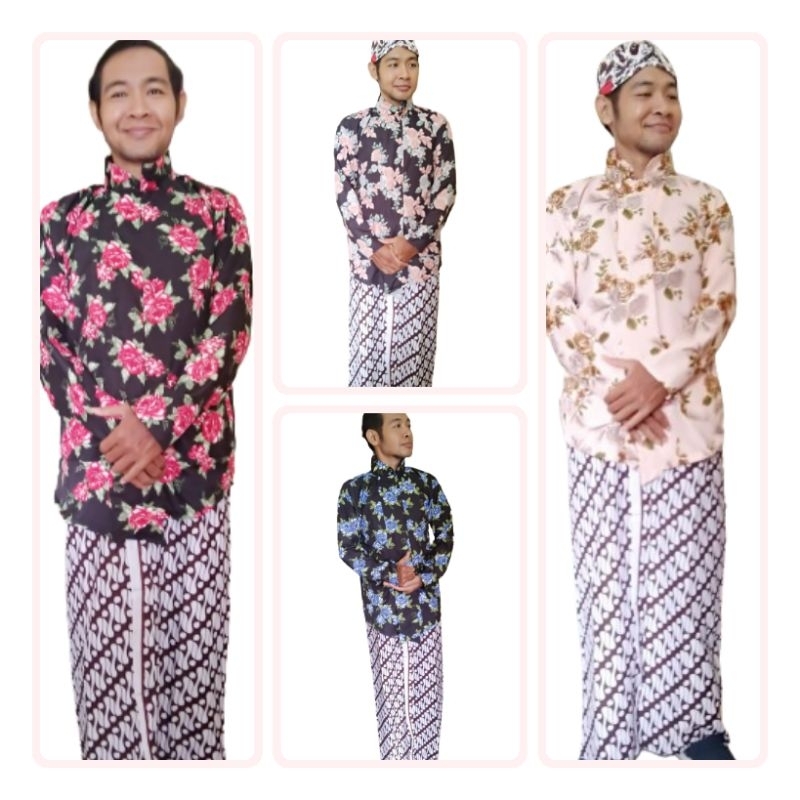 Jual Surjan Kembang Jogja Beskap Kembang Pria Bahan Viskos Adem ...