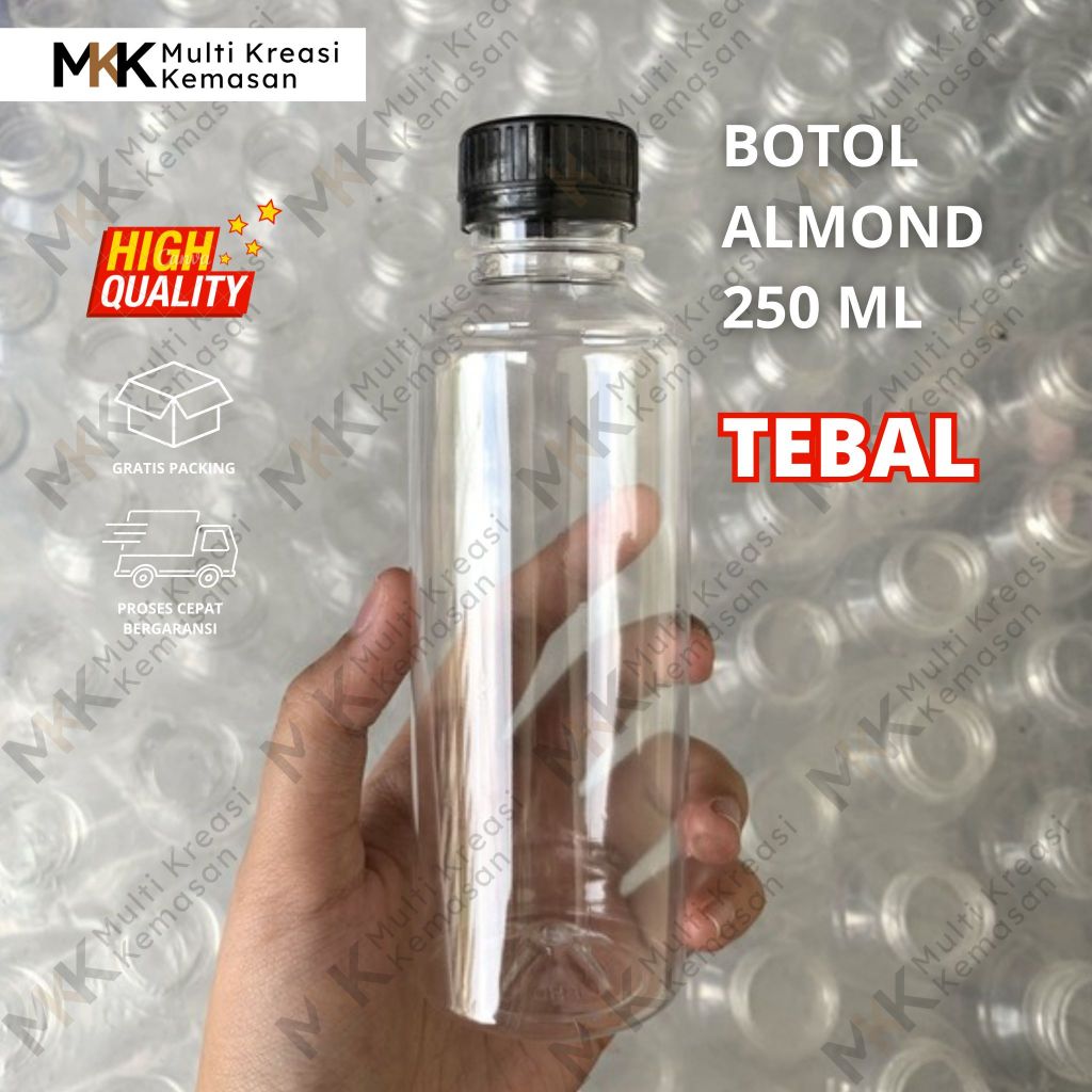 Jual Botol Almond 250ml Botol Almond Short Neck Kemasan Minuman boba ...