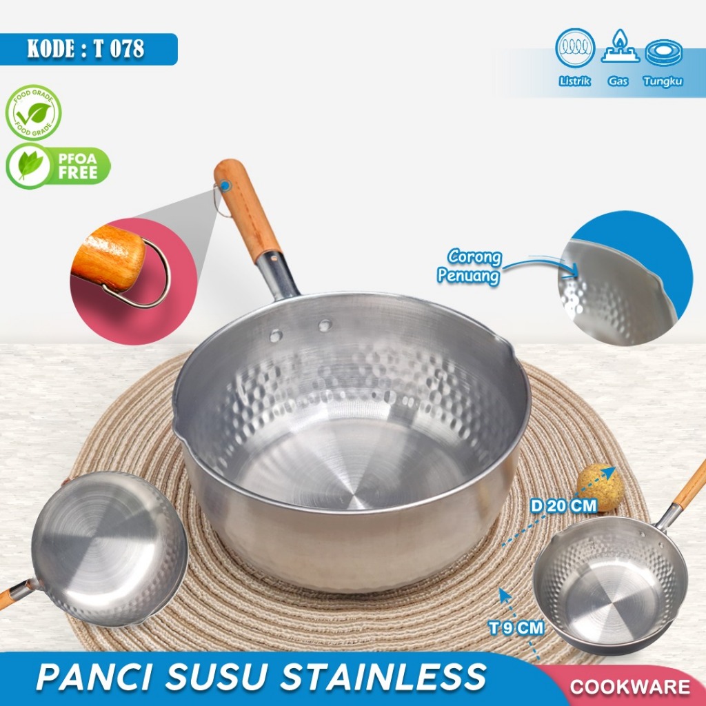 Jual PANCI SUSU SAUCE PAN MULTIFUNGSI 20CM STAINLESS STEEL GAGANG KAYU ...